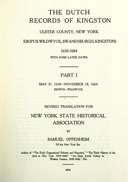 Esopus / Wiltwyck / Kingston, New York early History
